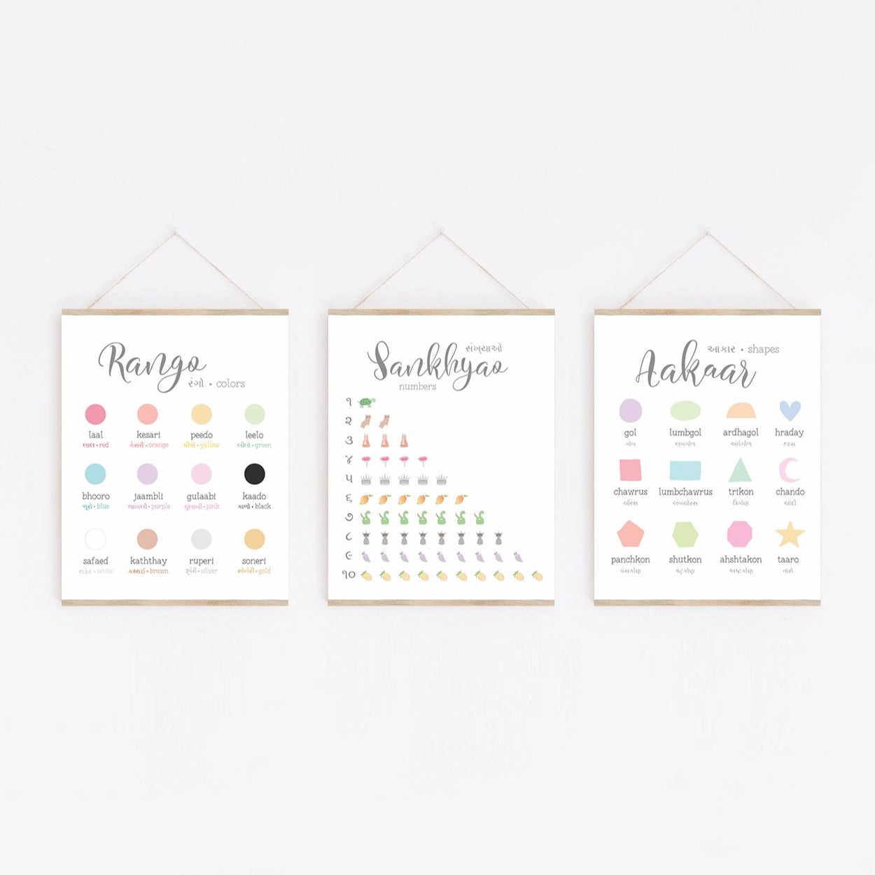 Bilingual Posters: Colors, Shapes, Numbers • Gujarati | Hindi – Taari Maa
